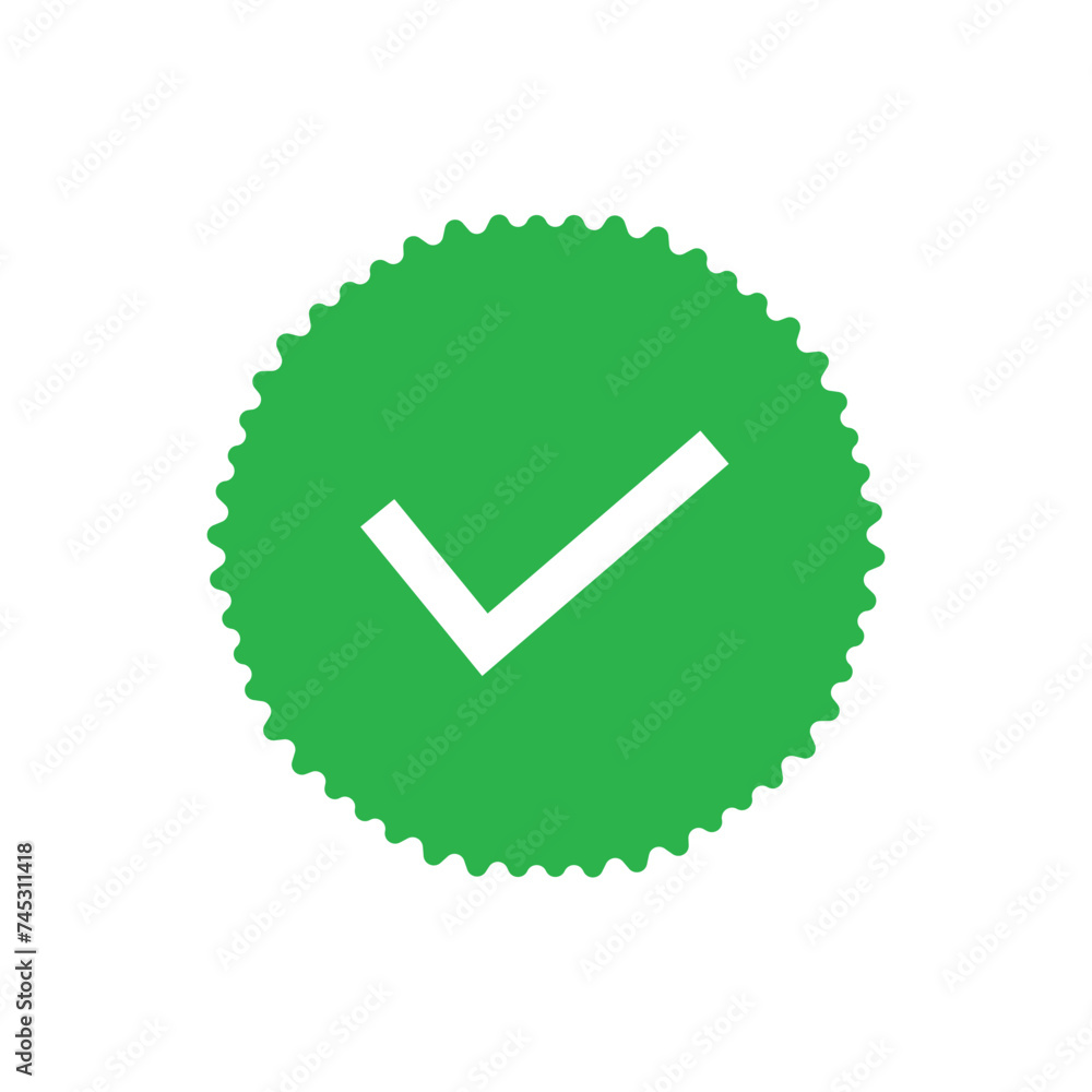 Check Mark vector icon in star badge. Symbol of approval. Stock Vector ...