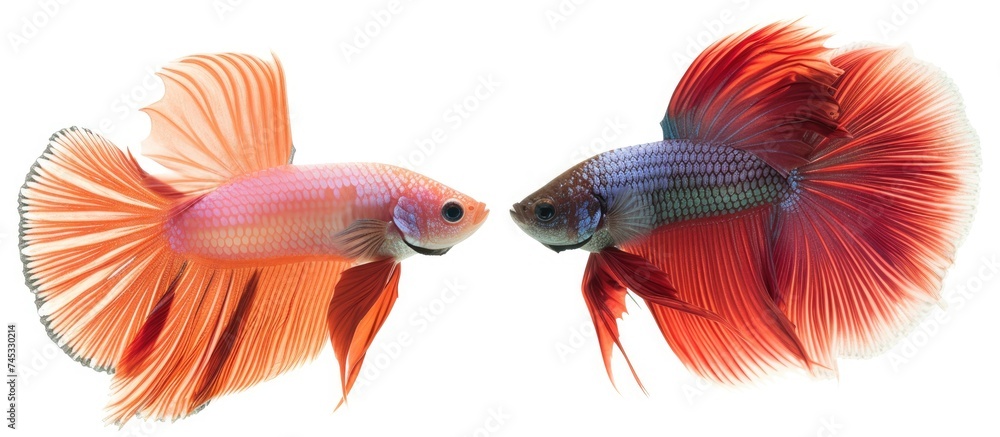 This picture showcases two Siamese fighting fish, one a Rosetail and ...