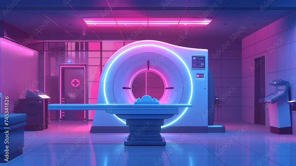 advanced mri or ct scan machine at hospital lab presented as wide ...