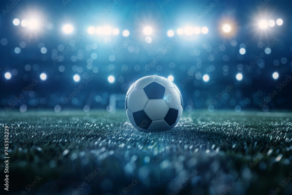 Football stadium arena for match with spotlight. Soccer sport ...