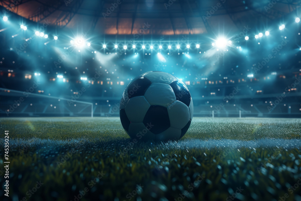 Football stadium arena for match with spotlight. Soccer sport ...