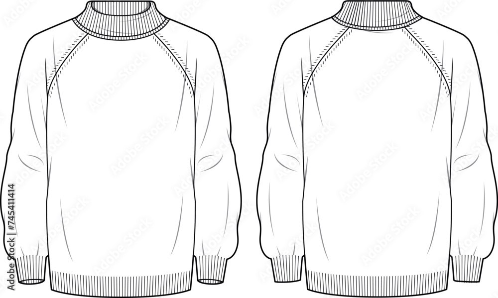 Men's Basic Regular Fit Jumper. Technical fashion illustration. Front ...