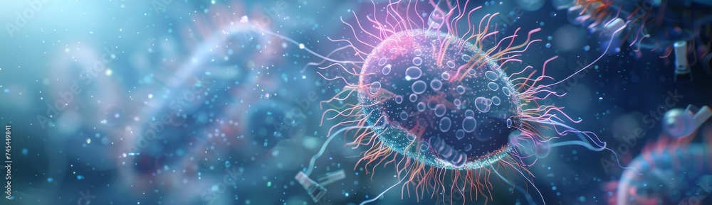 Intricate Microbe Illustration in a Scientific Concept. Digital ...