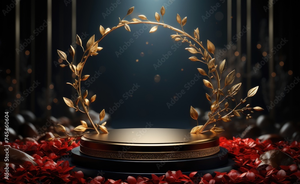 Celebrating success, podium award sign, symbolizing achievement ...