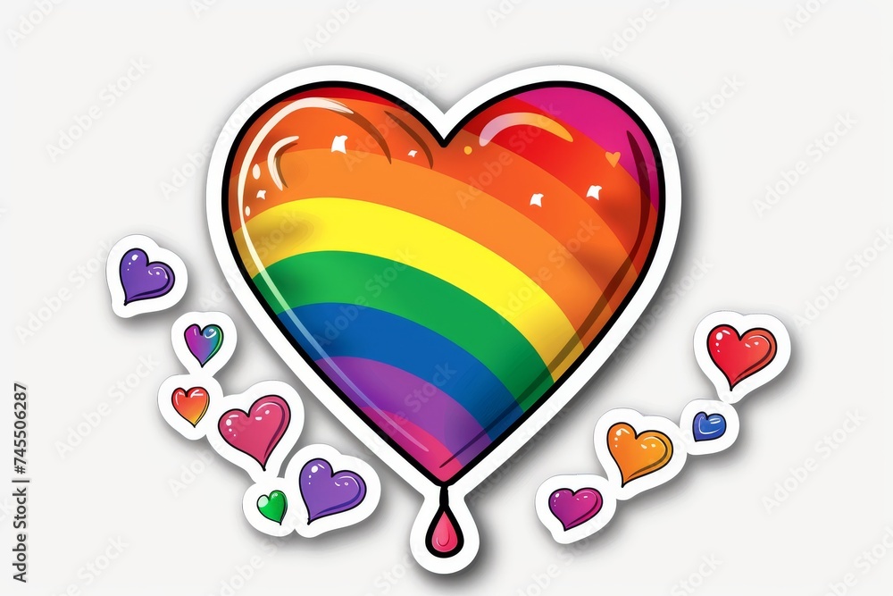 LGBTQ Sticker non binary love design. Rainbow love assembly motive self ...