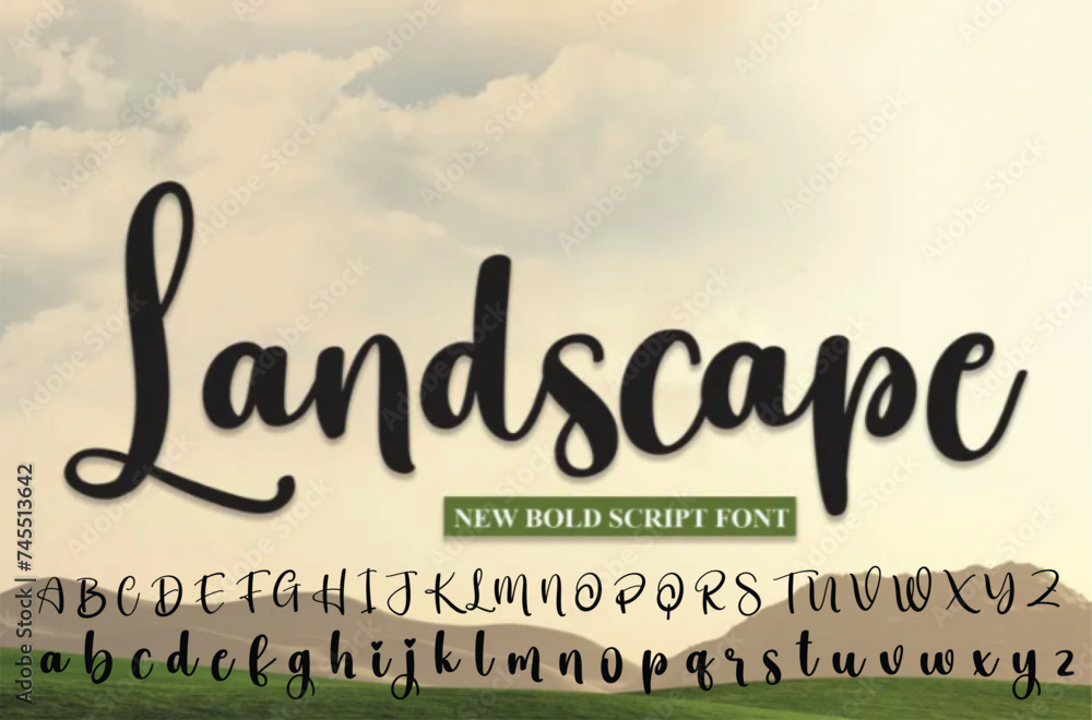 Lettering signature font isolated on grey background. brus style ...