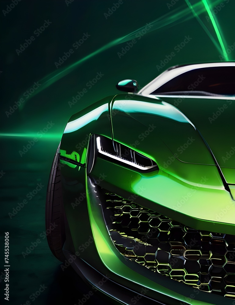green sports car wallpaper with fantastic light effect background ...