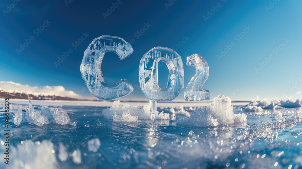 Striking Image of CO2 Ice Sculpture on a Frozen Lake Under Bright Sun ...