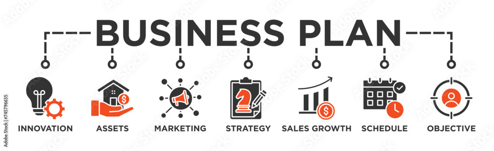 Business plan banner web icon illustration concept with icon of ...