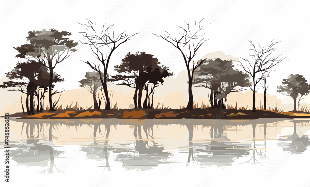 marsh trees set isolated vector style with transparent background ...