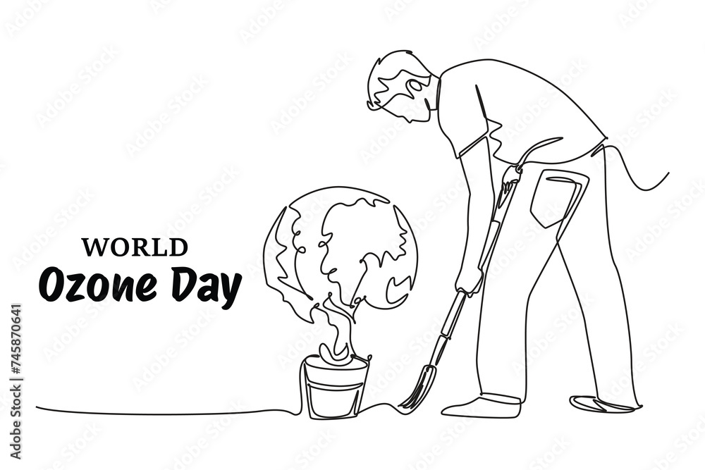 Continuous one line drawing of Slayer commemorating World Ozone Day ...
