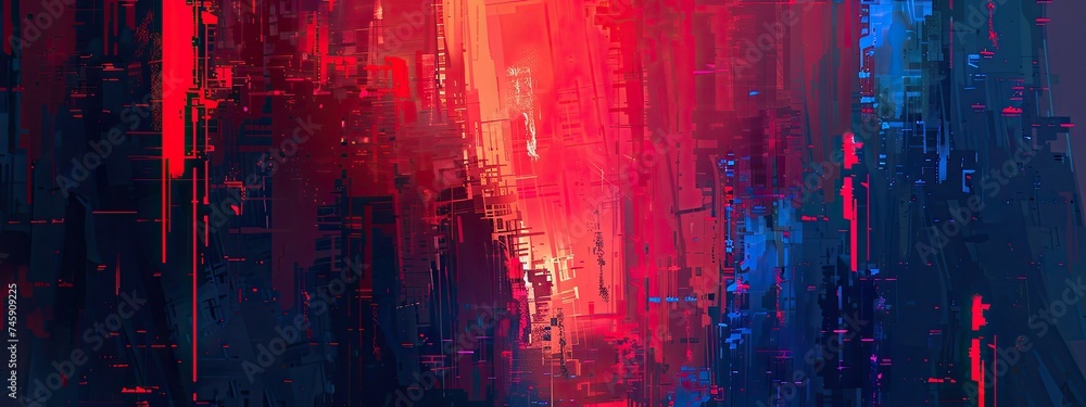 Pixel art, glitch effect , background texture, red blue. abstract ...