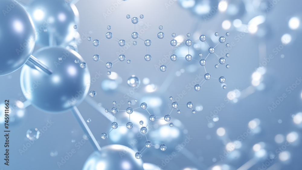 amoxicillin clavulanic acid molecular structure 3d, flat model, co ...