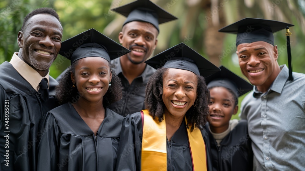 Multigenerational African American Family Celebrating Graduation ...