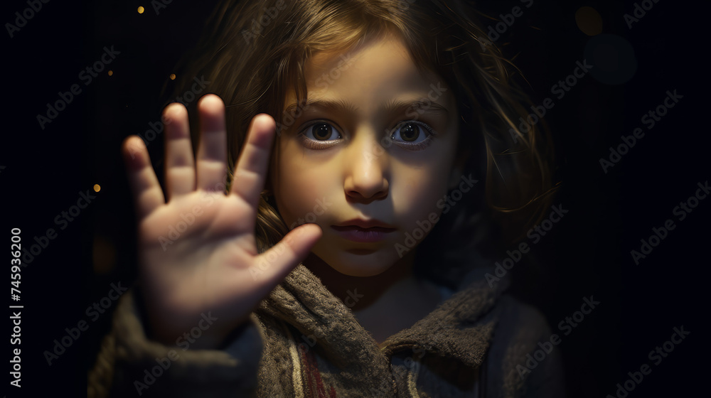 Small girl looking sad Stock Illustration | Adobe Stock