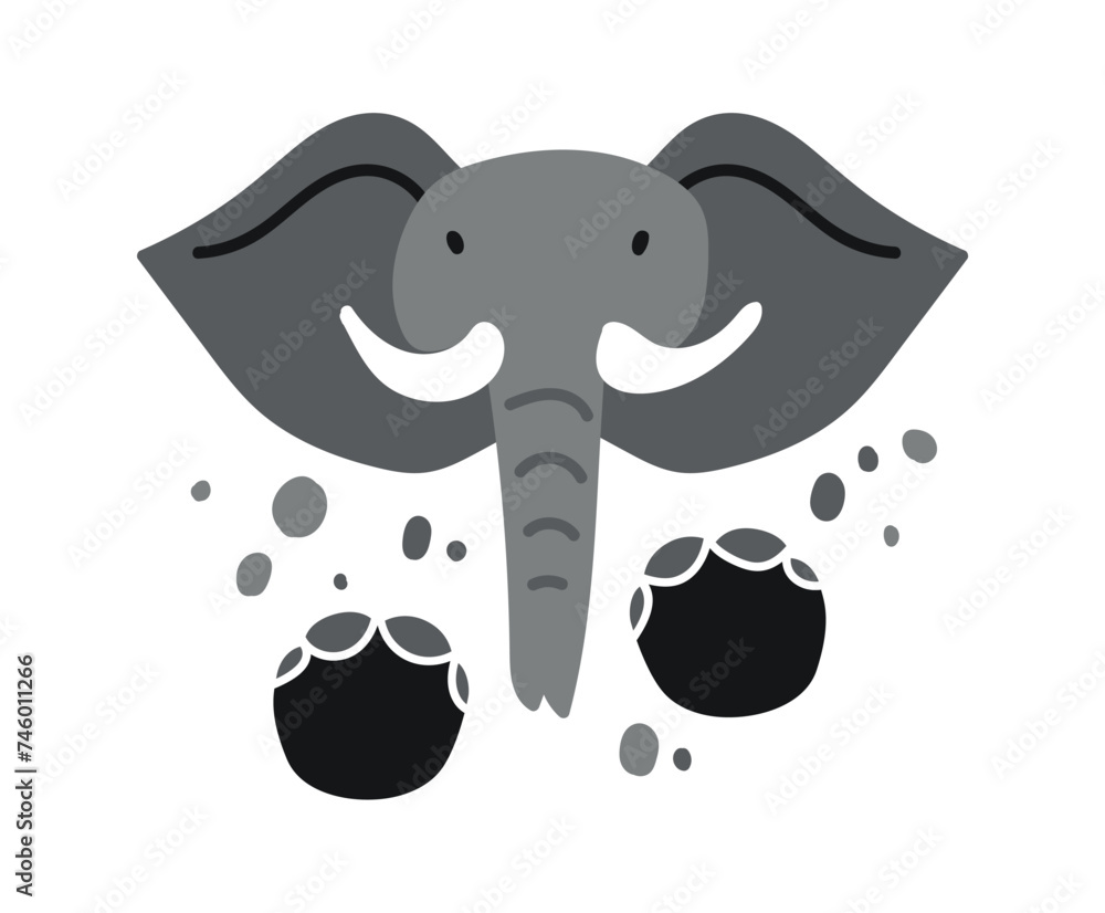 Head of a huge elephant. Vector cartoon illustration. Elephant ...