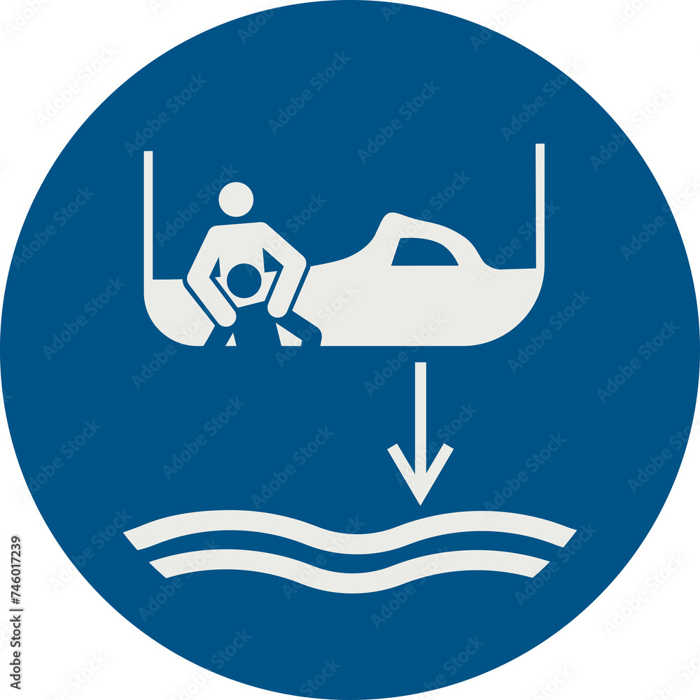 Ilustración de Stock OBLIGATION SIGN PICTOGRAM, LOWER THE RESCUE BOAT ...