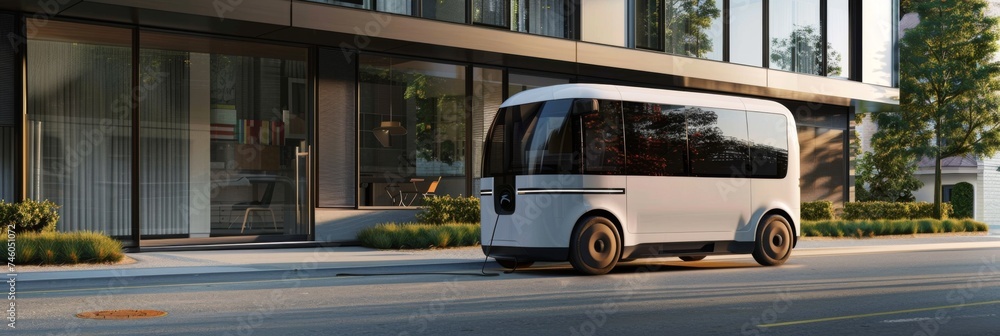 Autonomous shuttle in urban environment - Modern self-driving electric ...