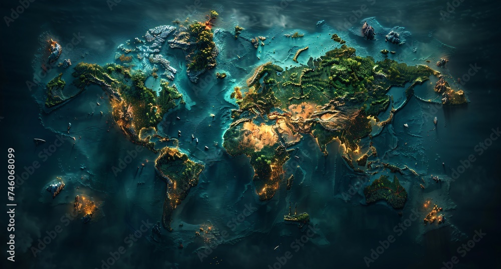 3D world map illustration Stock Illustration | Adobe Stock