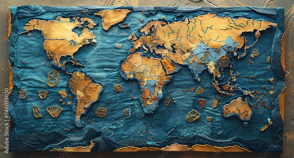 3D world map illustration Stock Illustration | Adobe Stock