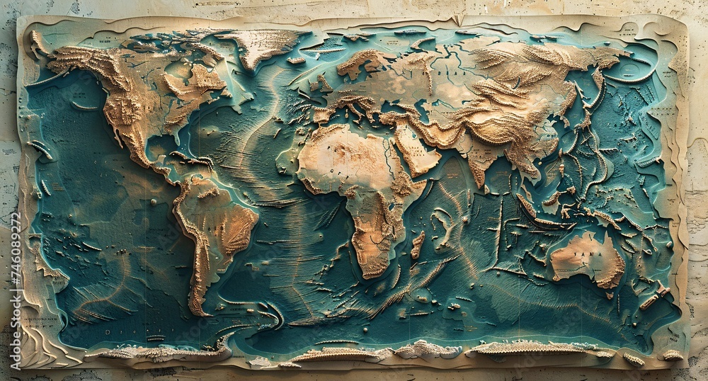 3D world map illustration Stock Illustration | Adobe Stock