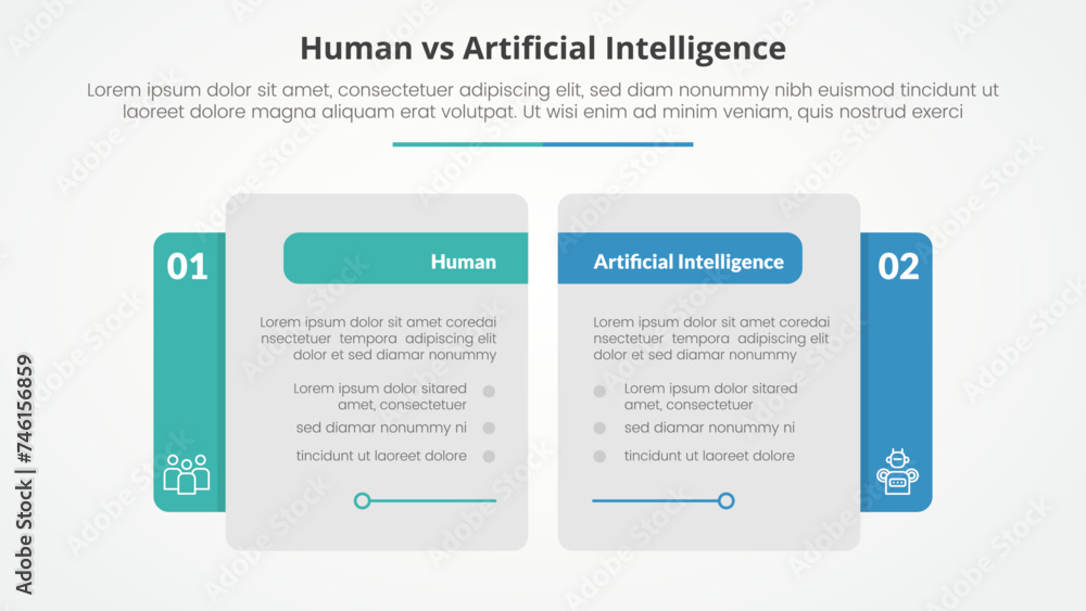 Stock-Vektorgrafik „human employee vs ai artificial intelligence versus comparison opposite ...
