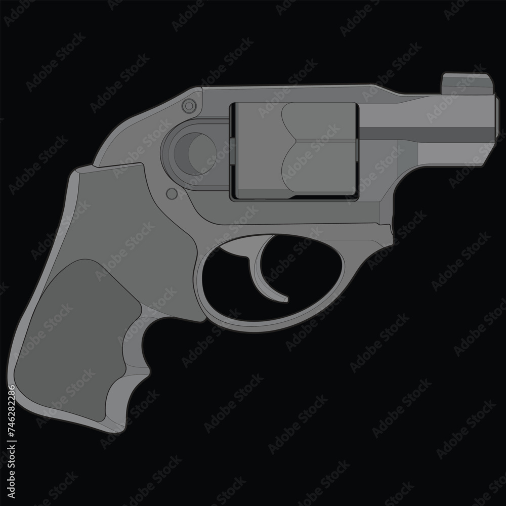 Vector of Revolver art, Shooting gun, Weapon illustration, Vector ...