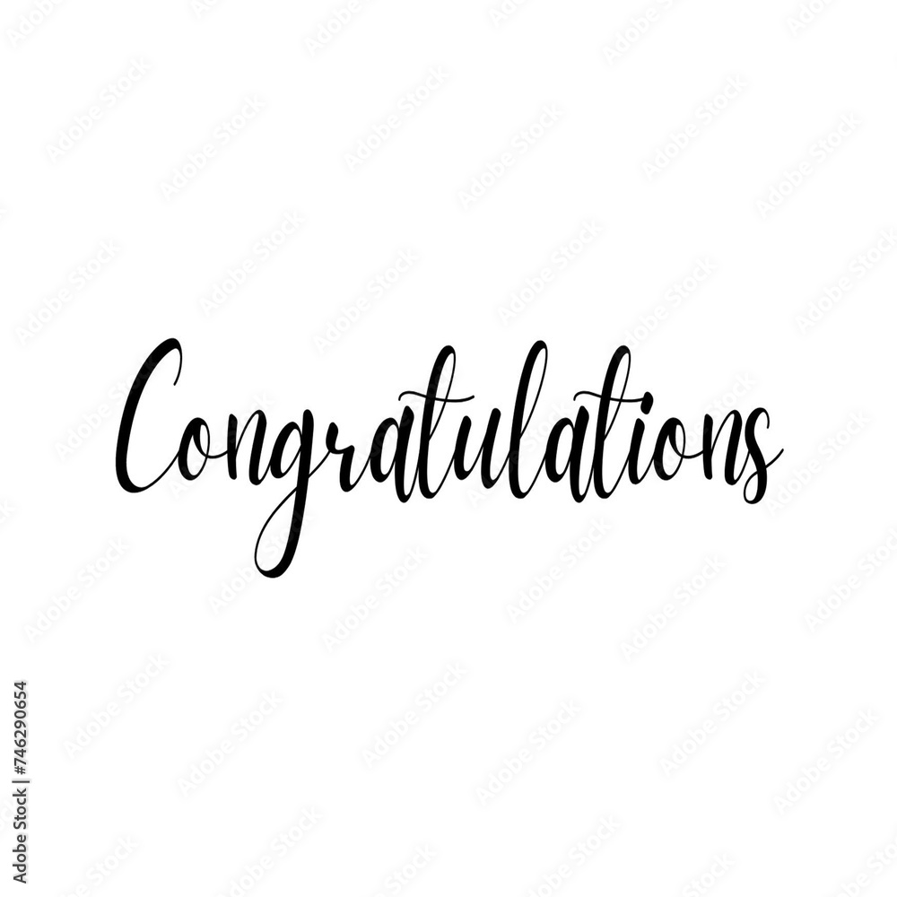 Hand drawn lettering black Congratulations on white background. Modern ...