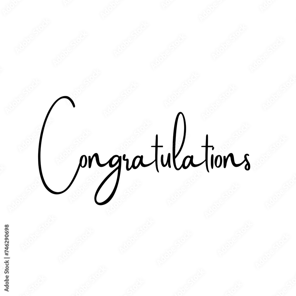 Hand drawn lettering black Congratulations on white background. Modern ...