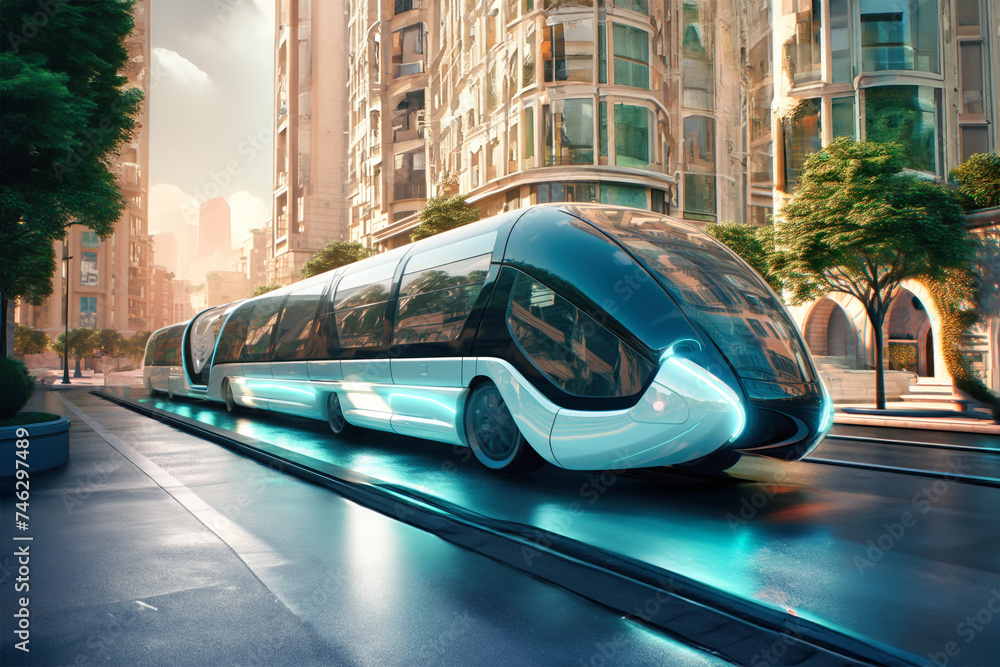 An impressive image of a magnetic levitation train illustrating the ...