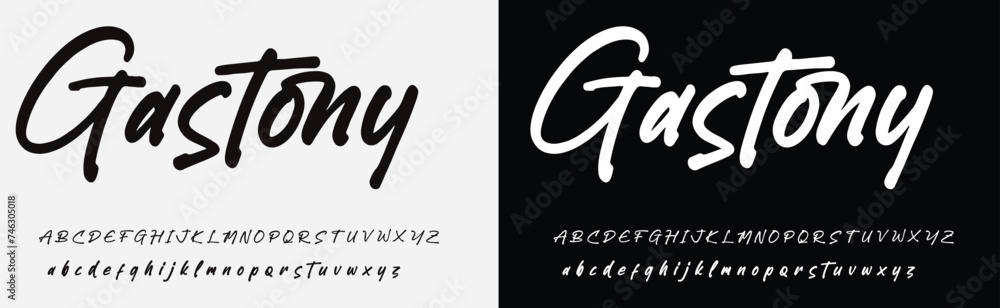 Lettering signature font isolated on grey background. brus style ...