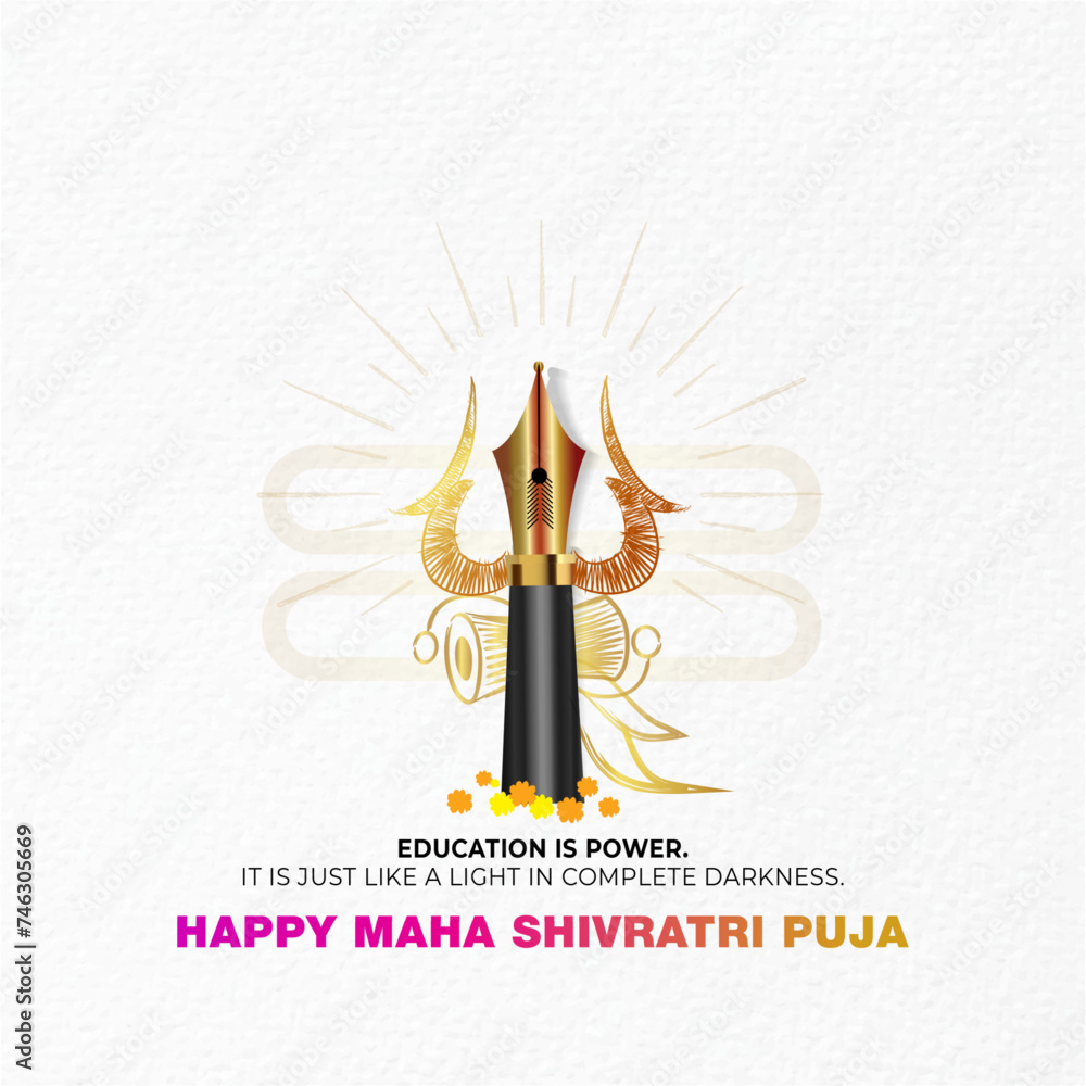 Maha shivratri puja, lord shiva trishul creative concept. Stock Vector ...