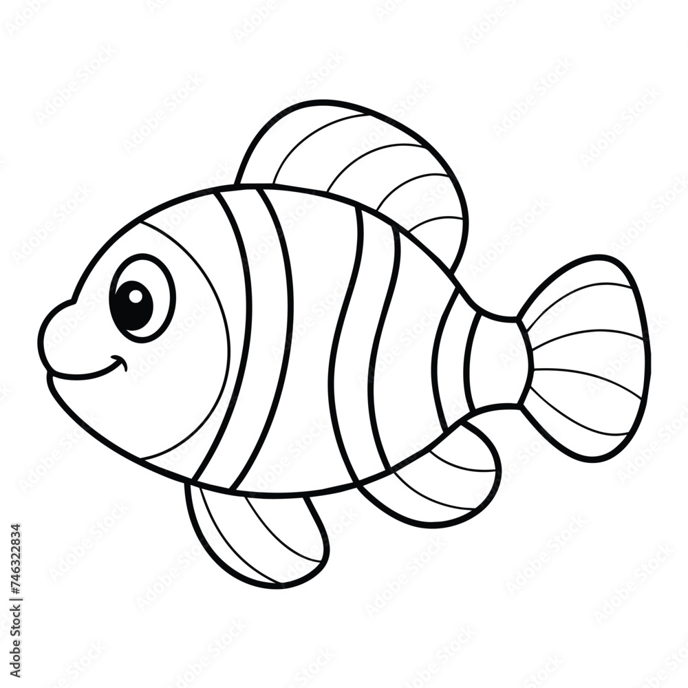 Vector of clownfish illustration coloring page for kids Stock Vector ...