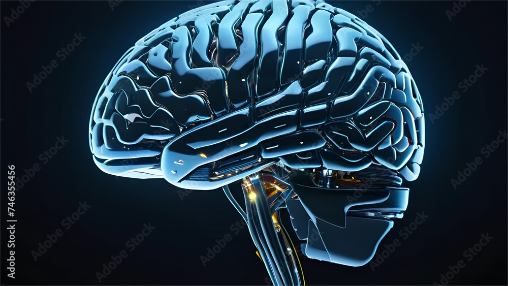 Artificial Intelligence Digital Brain bid Data. Animation of thinking ...