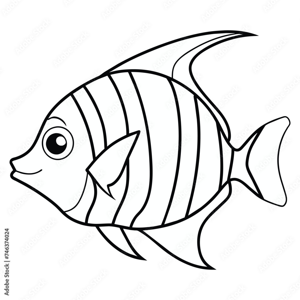 Vector of angelfish illustration coloring page for kids Stock Vector ...