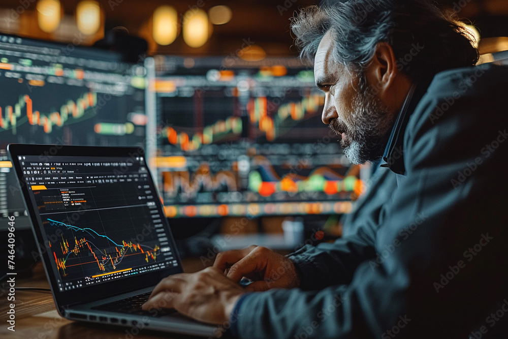 closeup of people cheering for the stock prices and chart showing ...