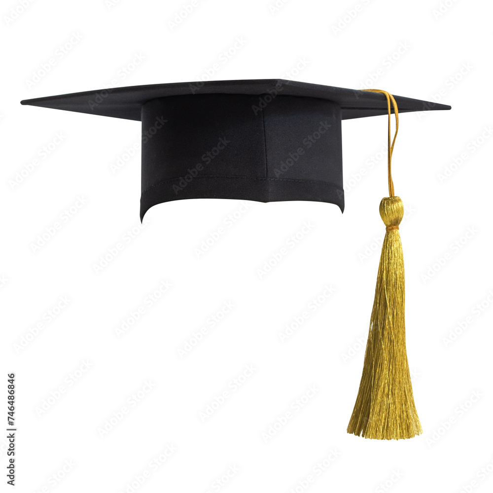 Graduation hat, Academic cap or Mortarboard in black with gold tassel ...
