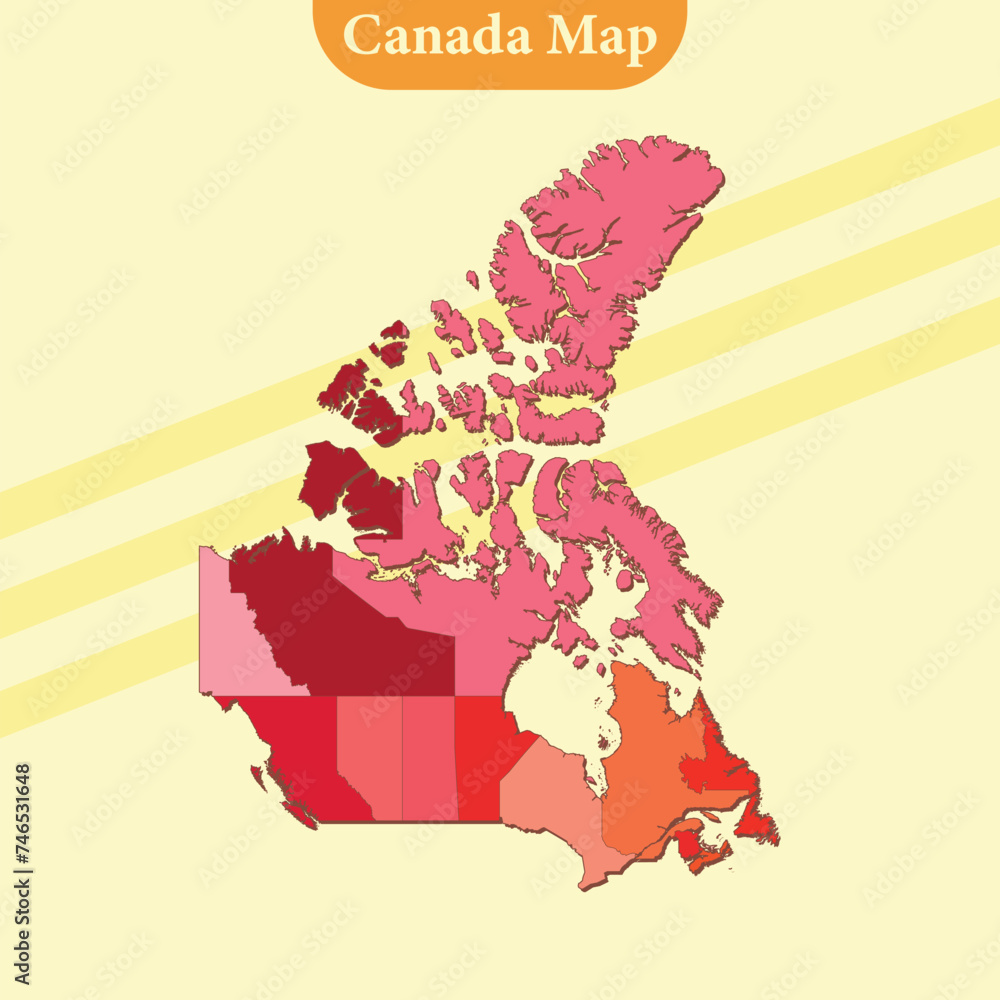 Vector de Stock National map of Canada map vector with regions and ...