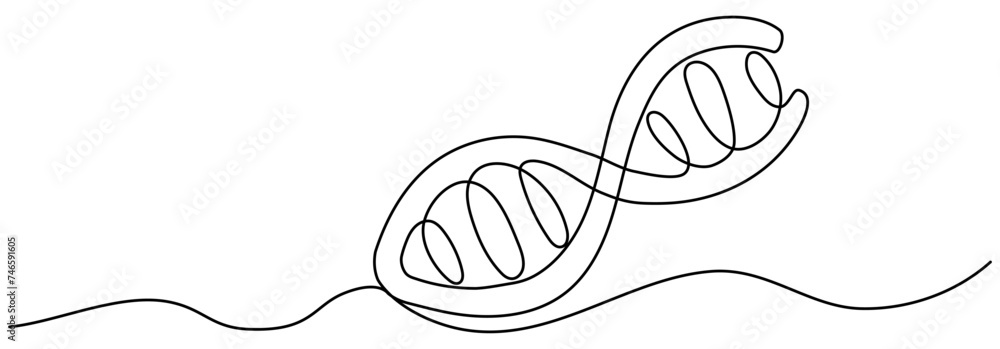 DNA continuous one line drawing. Genome linear structure symbol. Vector ...