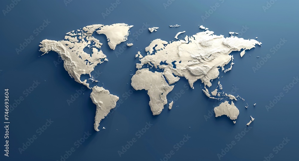 3D world map illustration Stock Illustration | Adobe Stock