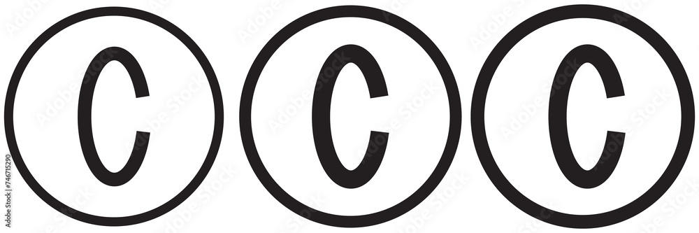 Copyright symbol isolated on transparent background. Black symbol for ...