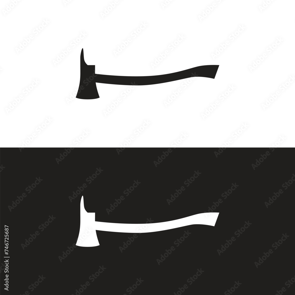 Firefighter axe silhouette icon. Clipart image isolated on white ...