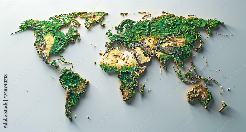 3D world map illustration Stock Illustration | Adobe Stock