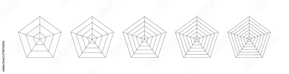 Pentagon and hexagon chart , for 5 point radar or spider diagrams. for ...