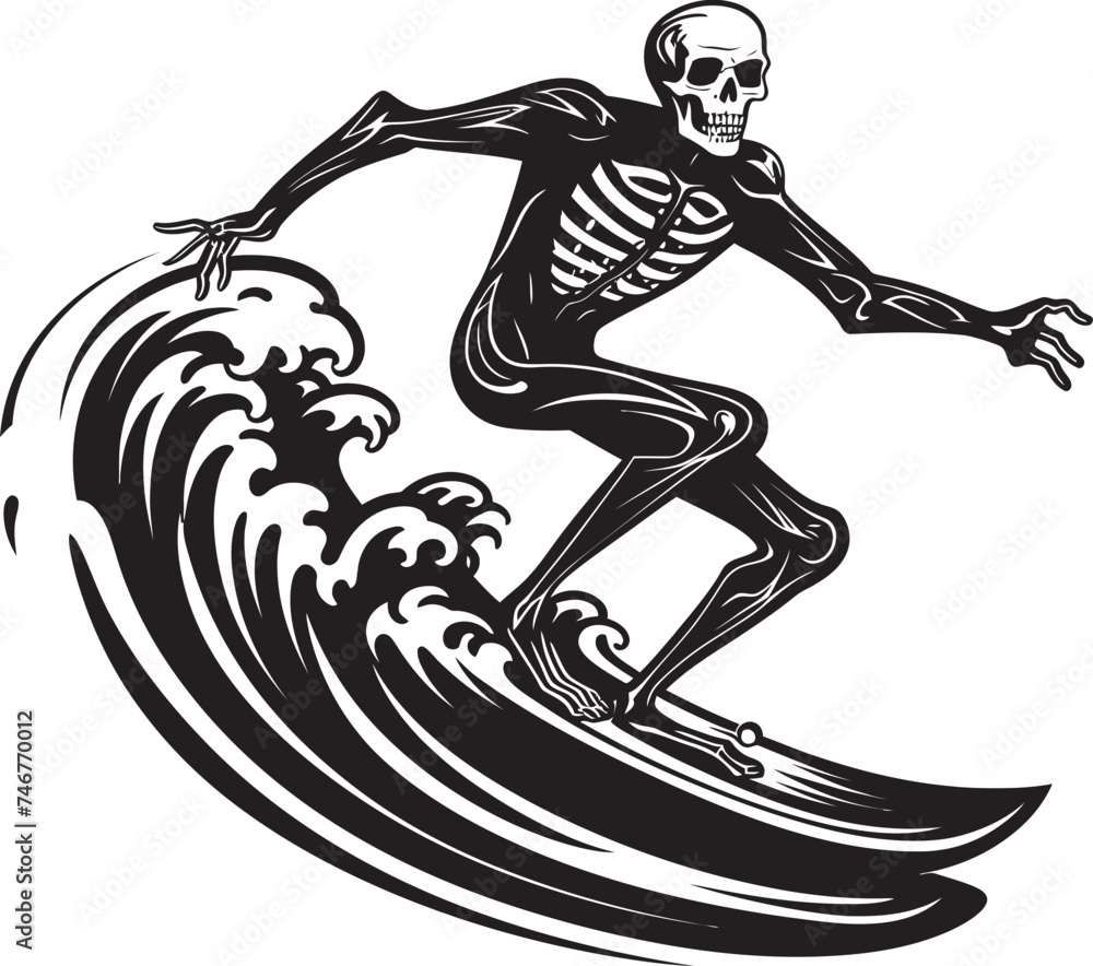 Skeleton Sizzle Surfing Logo Design Coastal Cadence Skeleton Vector ...