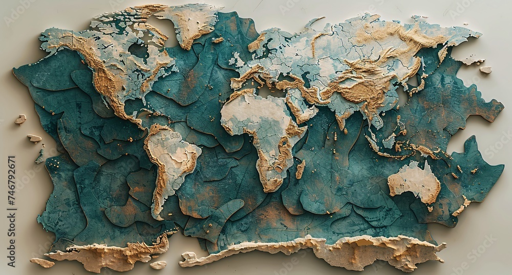 3D world map illustration Stock Illustration | Adobe Stock