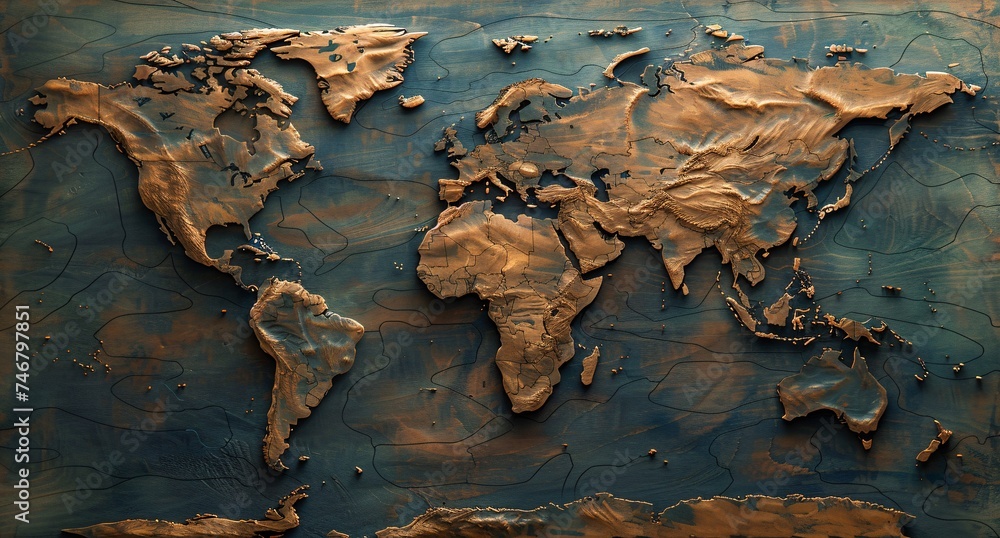 3D world map illustration Stock Illustration | Adobe Stock