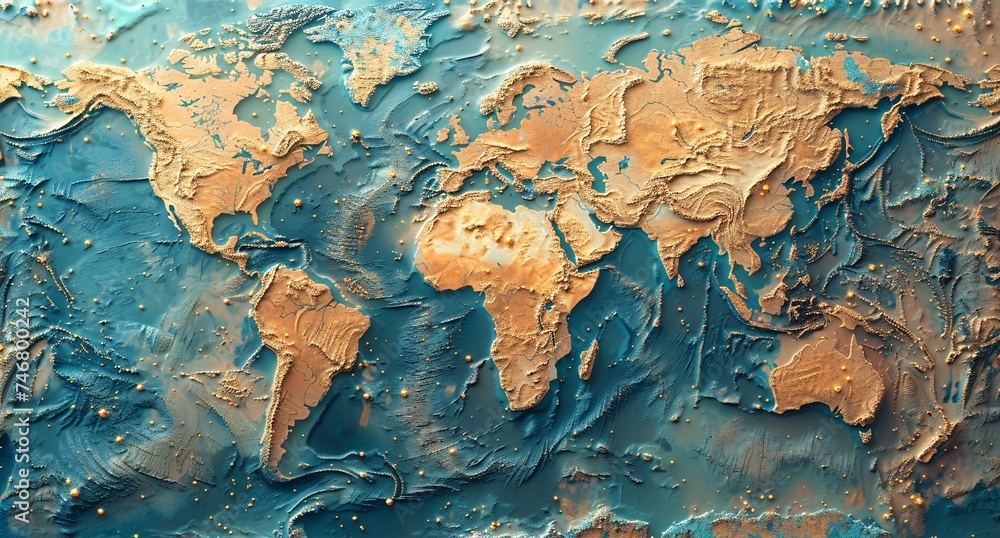 3D world map illustration Stock Illustration | Adobe Stock