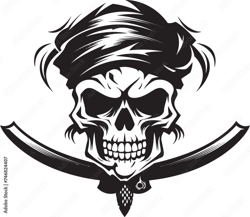 Skull and Blade Iconography Buccaneers Emblem Cutthroat Pirate Symbol ...