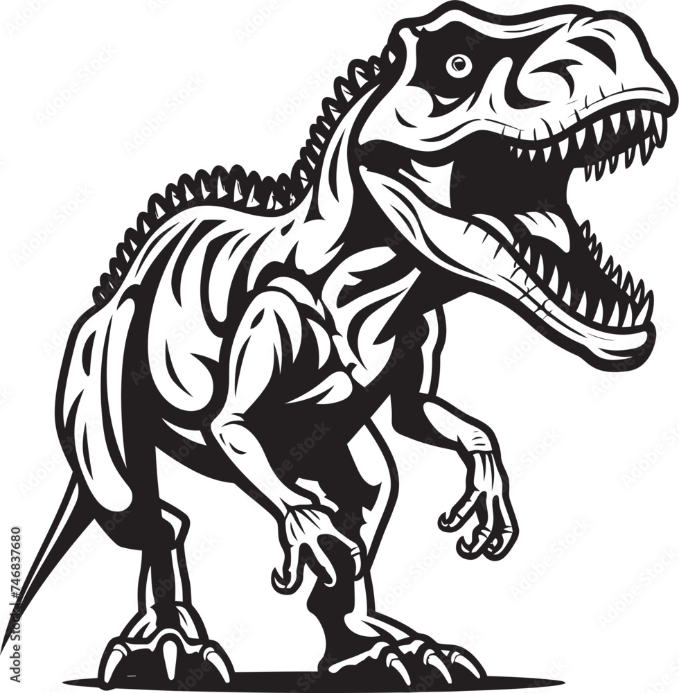 Jurassic Relic Vector Icon of Tyrannosaurus Skeleton Mesozoic Mark ...